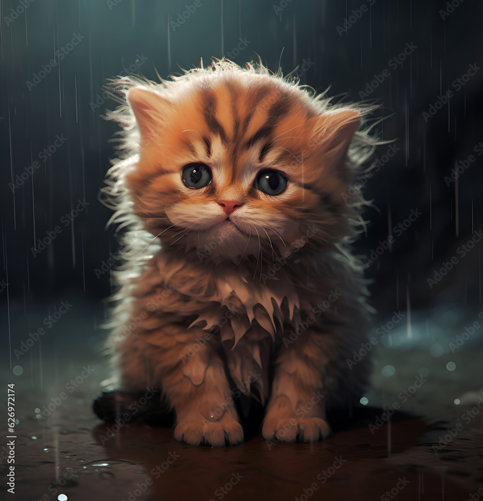 Cute kitten portrait. British Shorthair cat. Sad, crying expression ...