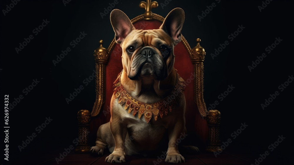 dog sitting on a throne with king crown. Created with Generative AI ...