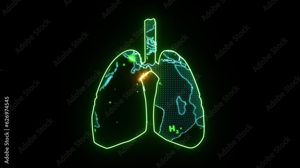 global and particle green hydrogen flying inside lung green digital ...