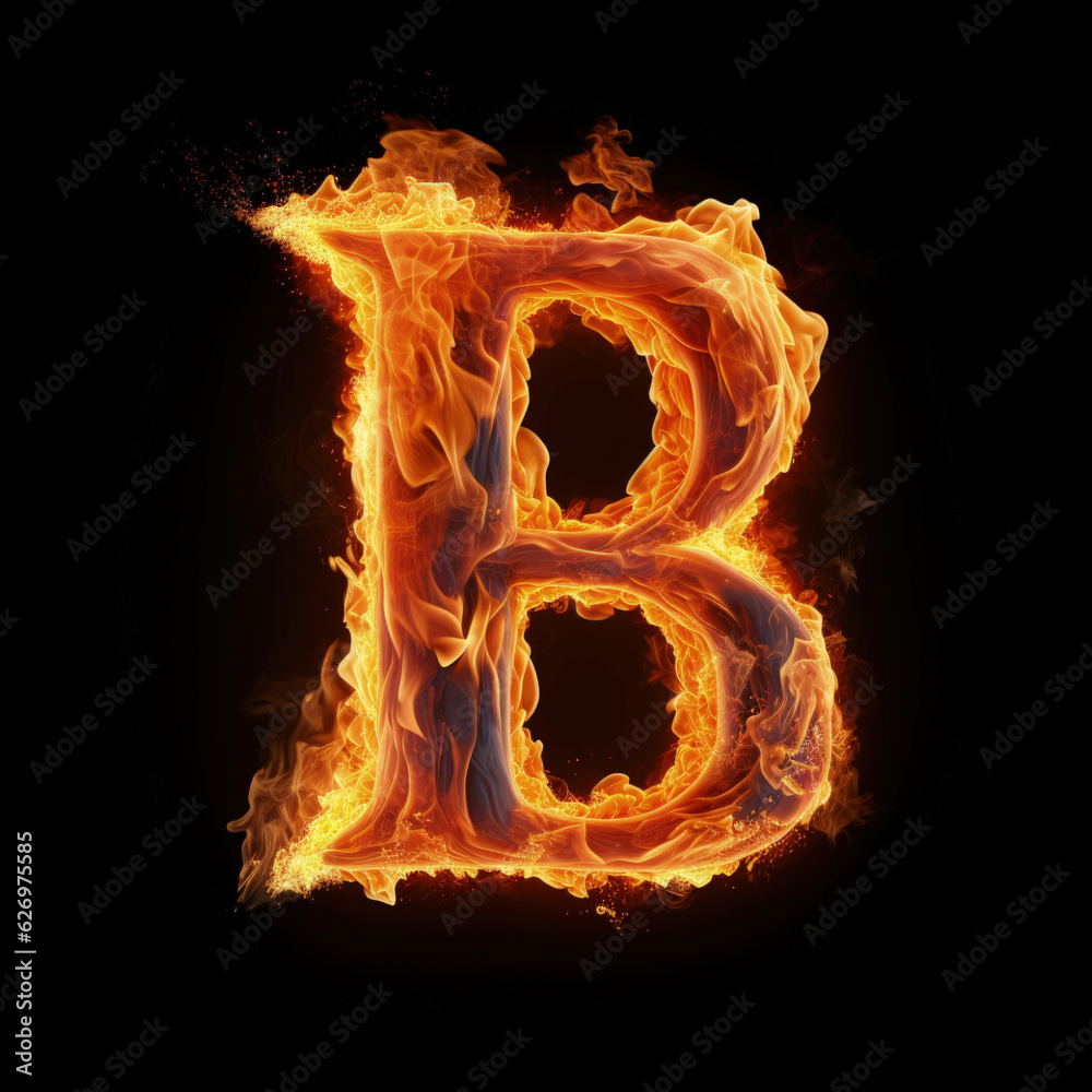 Capital letter B consisting of a flame. Burning letter B. Letter of ...
