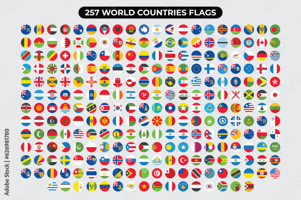 257 World Countries Flags Set. World Flags Icon Set. Vector Icons ...