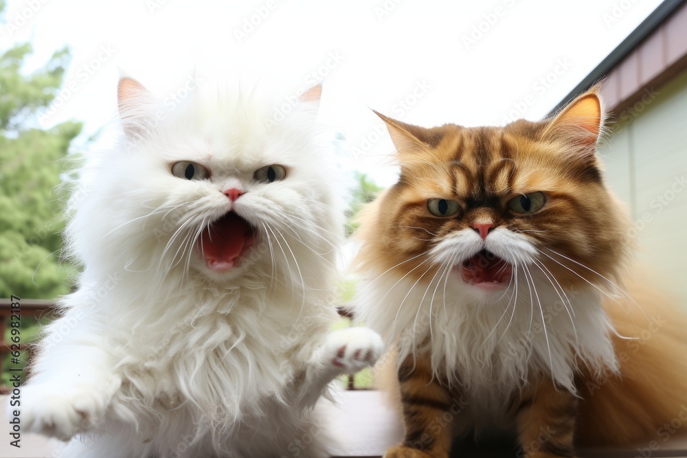 ภาพประกอบสต็อก Popular cat memes brought to life, capturing the ...