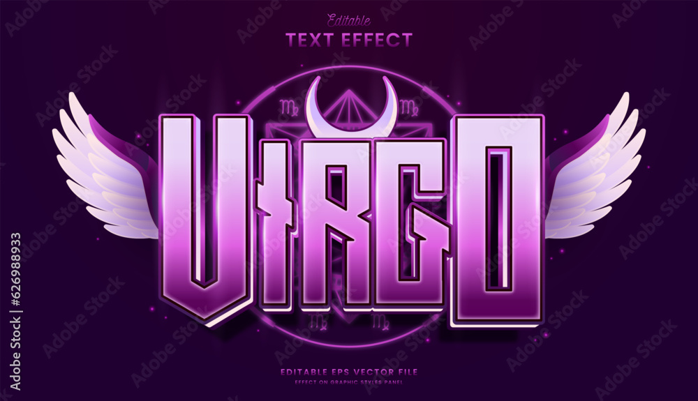 decorative editable pink virgo text effect vector design Stock Vector ...