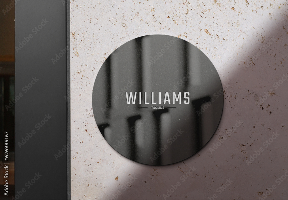 Logo Mockup Template Style Effect Gold Wall Badge Sign 3D Metal Text ...