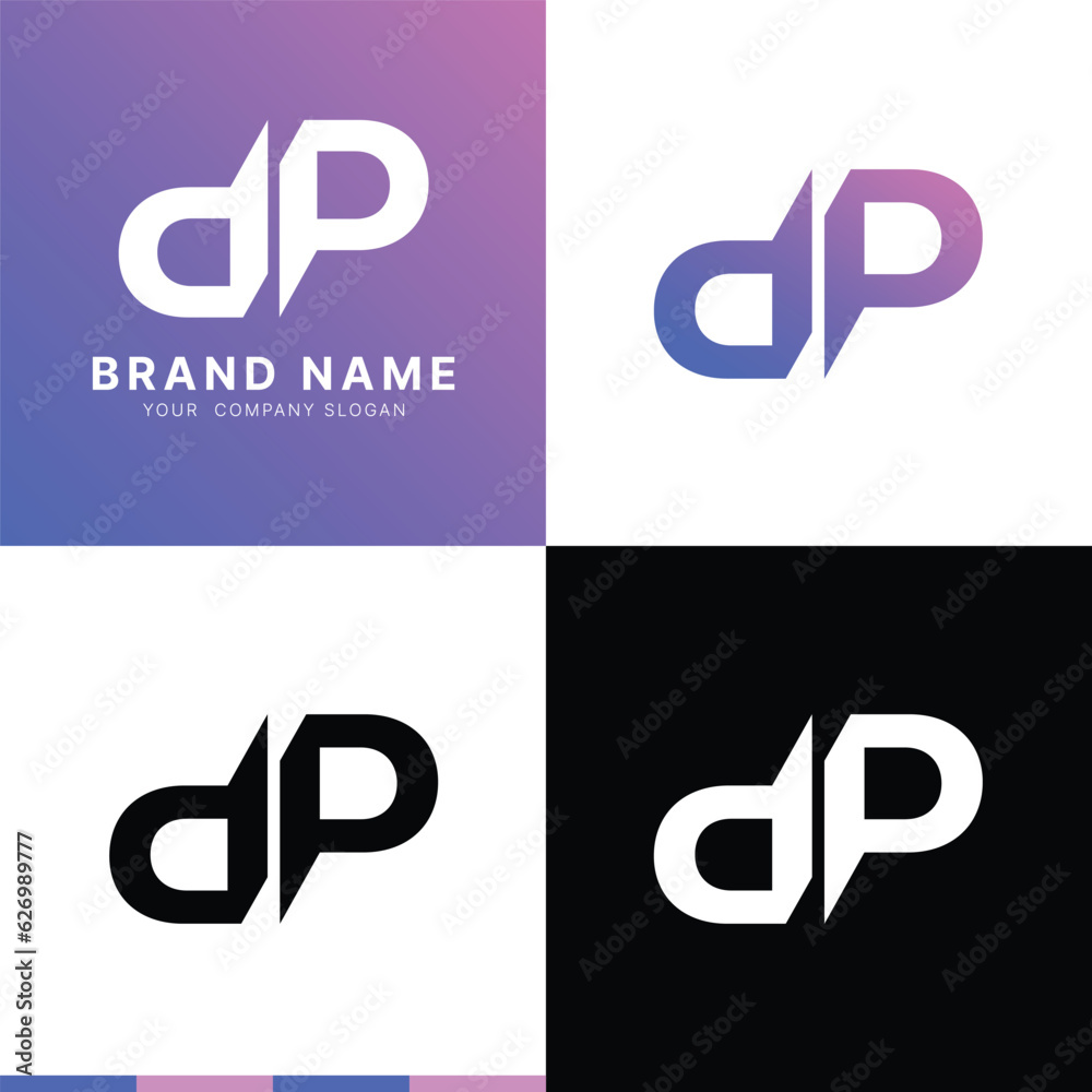 Premium Initial Letter DP vector Logo Gradient Logo isolated Purple ...
