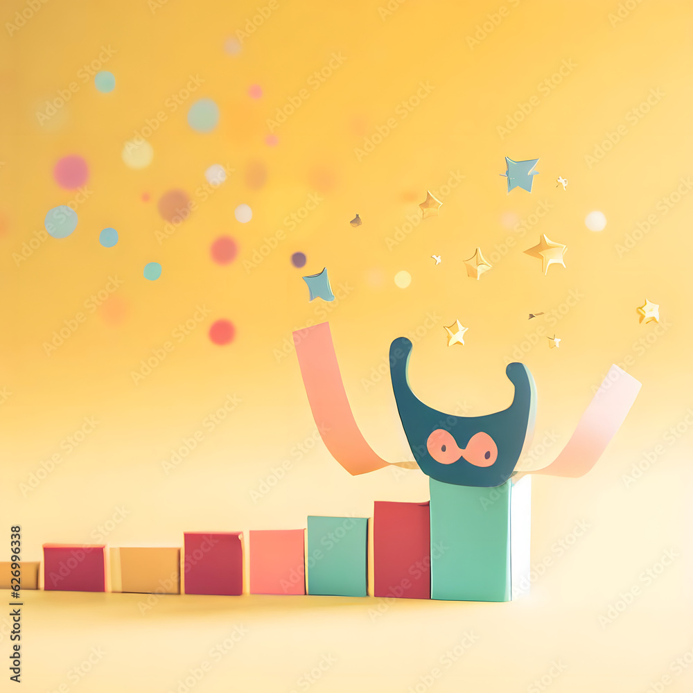 Happy performance data background illustration, smiling cartoon ...