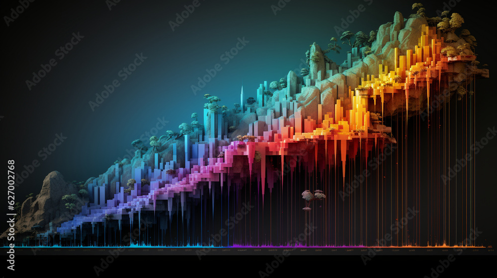 Design an artistic and dynamic waterfall chart, displaying the gains ...