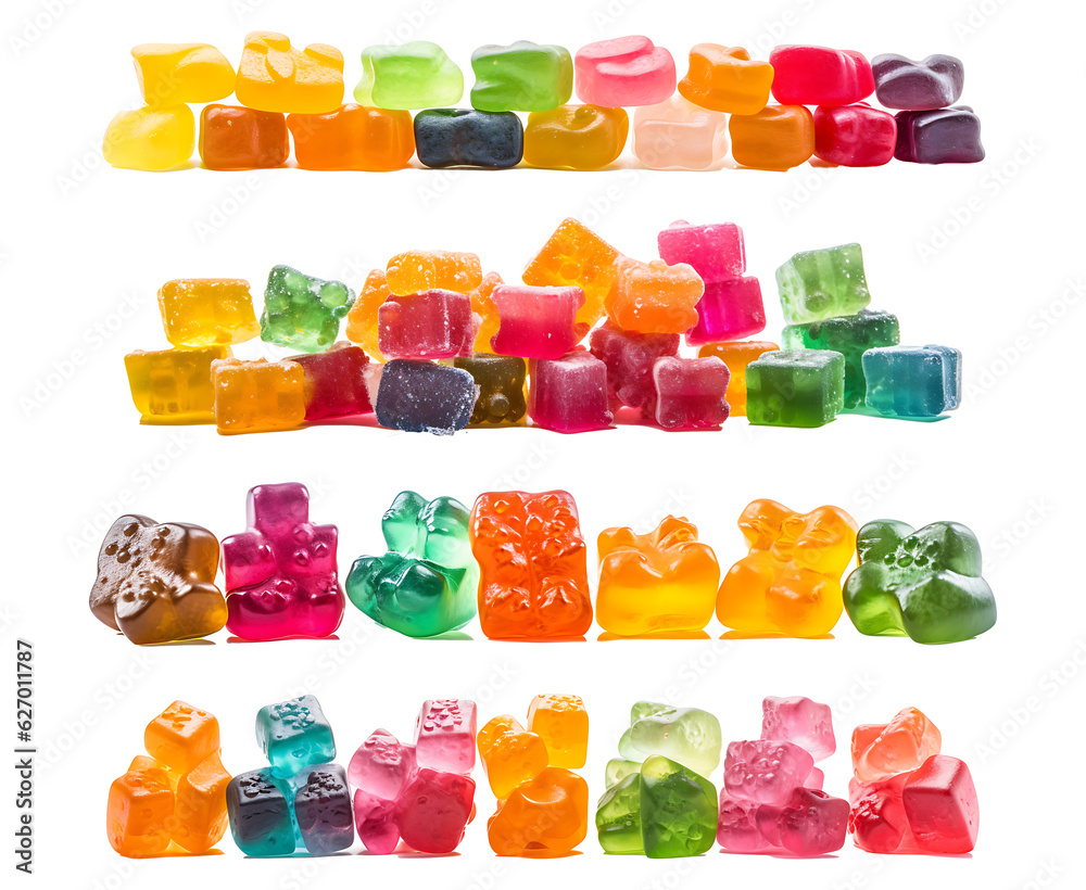 Medical cannabis CBD-infused rainbow gummy candy edibles set ...