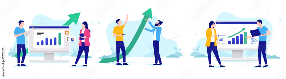 Business growth vector collection - Set of illustration with ...