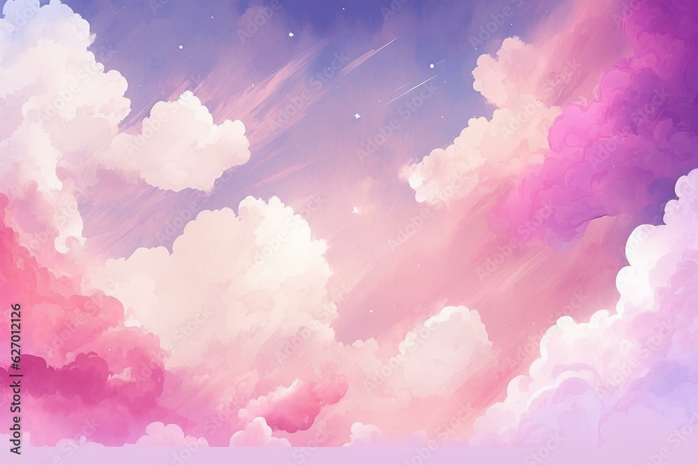 Gradient background with dreamy pink clouds and a watercolor effect ...