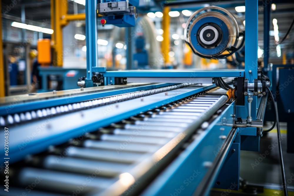 A high-speed conveyor belt showcasing the seamless production process ...