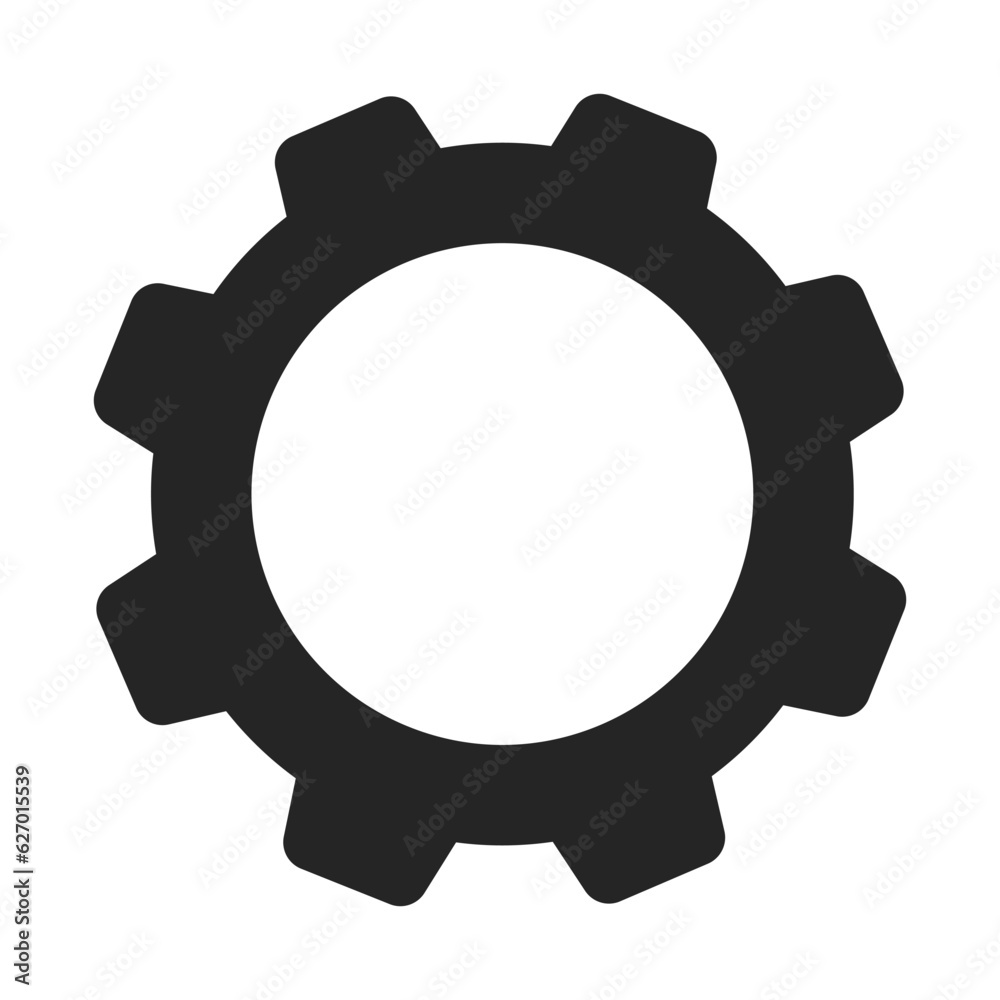 Single gear flat monochrome isolated vector object. Mechanical cogwheel ...