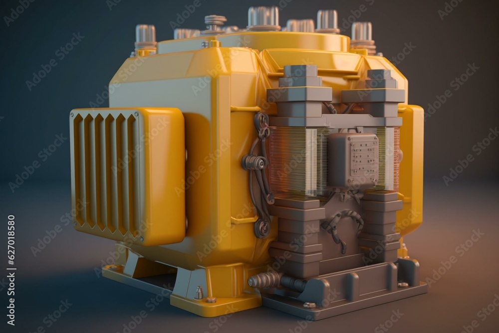 3D visualization of a transformer oil, high voltage transformer and ...