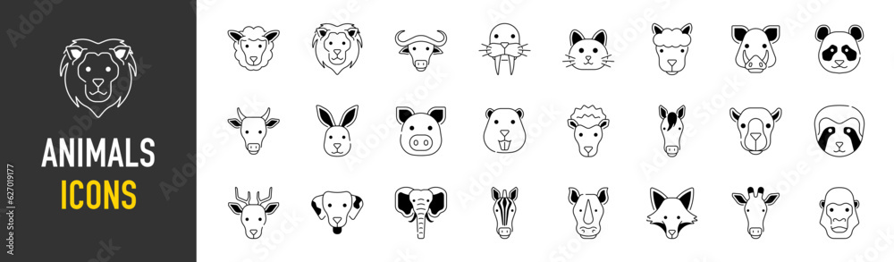 Set of icons related to animals. Icon collection. Vector illustration ...