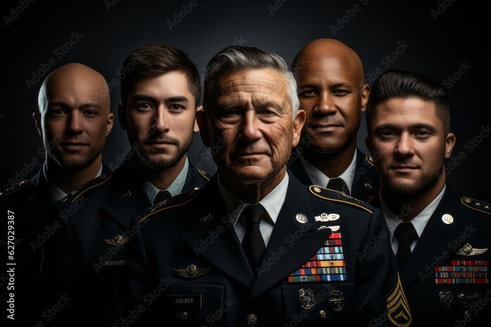 Respected veterans in uniform, showcasing their years of service and ...