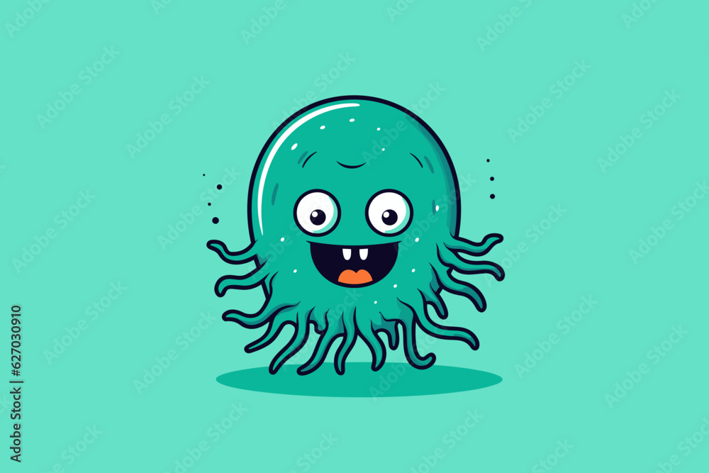 Doodle inspired Plankton, cartoon sticker, sketch, vector, Illustration ...