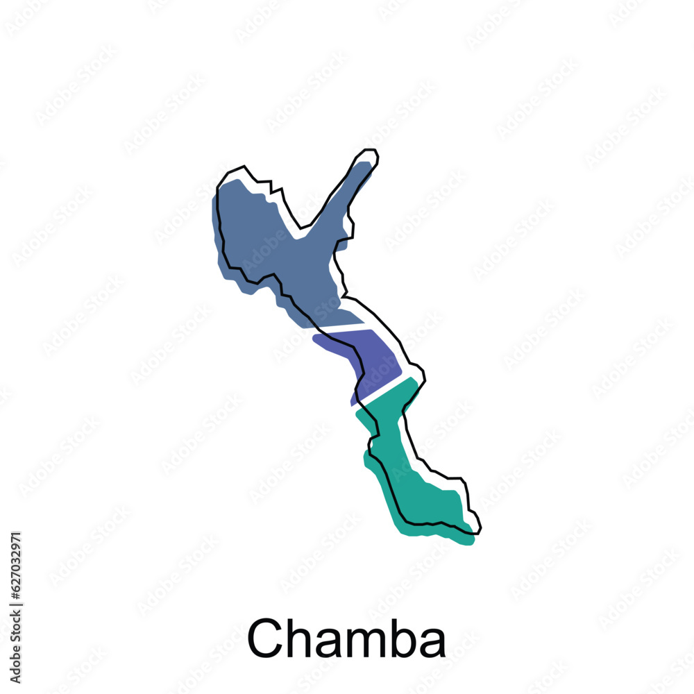 Map of Chamba modern geometric illustration, map of India country ...