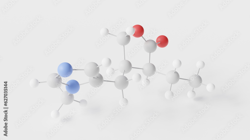 pilocarpine molecule 3d, molecular structure, ball and stick model ...
