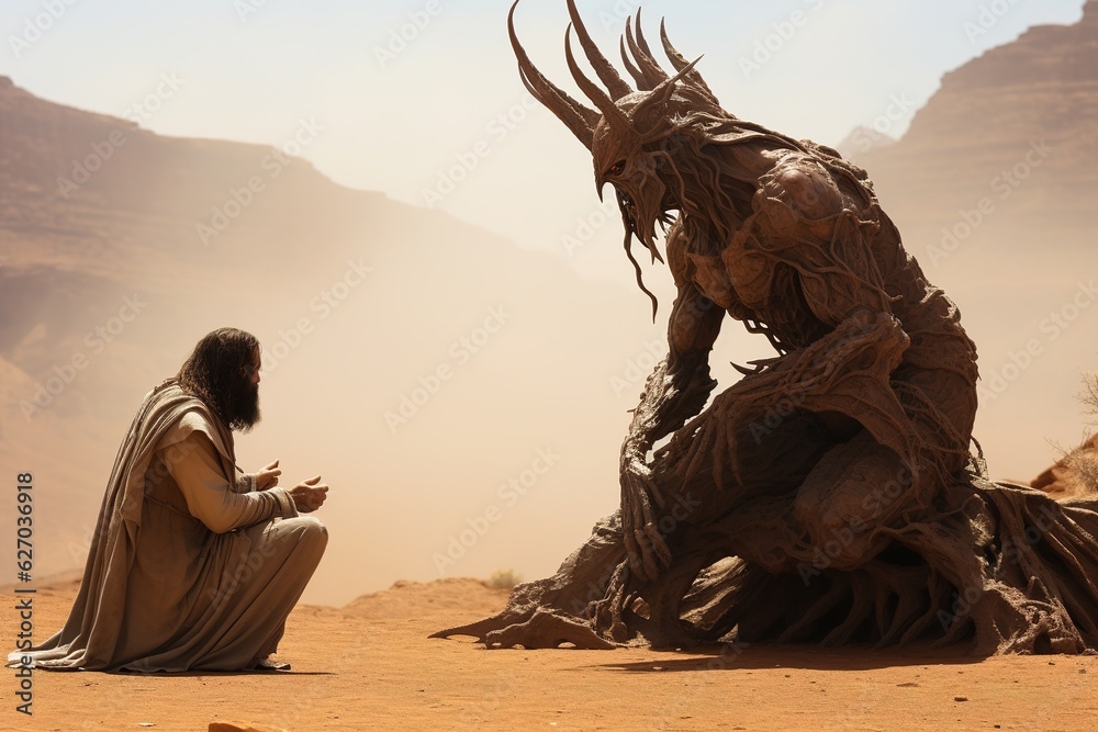 Jesus Christ in the desert, Jesus is tempted by the devil, AI ...