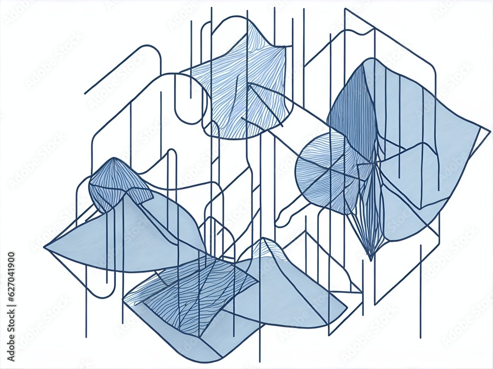 Abstract virtual mesh blueprint drawing. AI generated illustration ...
