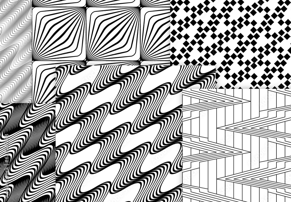 Seamless Pattern Collection with Simple Black and White Geometric ...