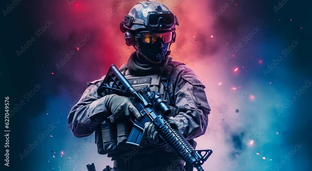 swat team soldier in fog scene background battlefield action ai ...