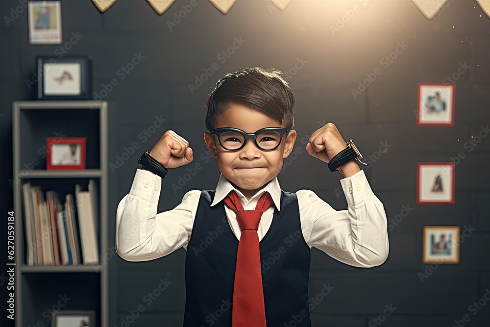 Office champion flexes business muscle with gold medal. Photo ...