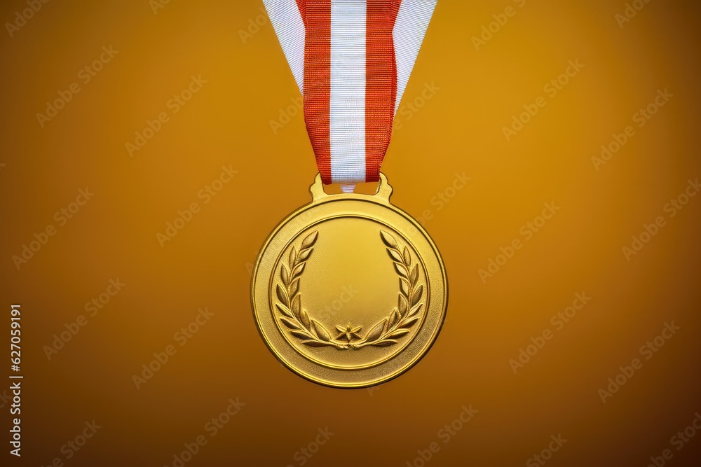 Gold Medal, Achievement, Award, Ribbon, Badge. Photo generative AI ...