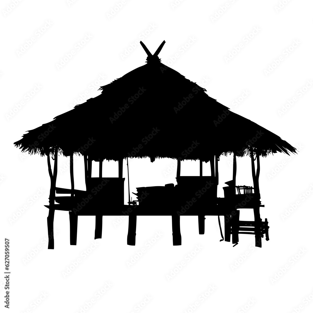 Black silhouette of a hut. vector element of a hut isolated on white ...