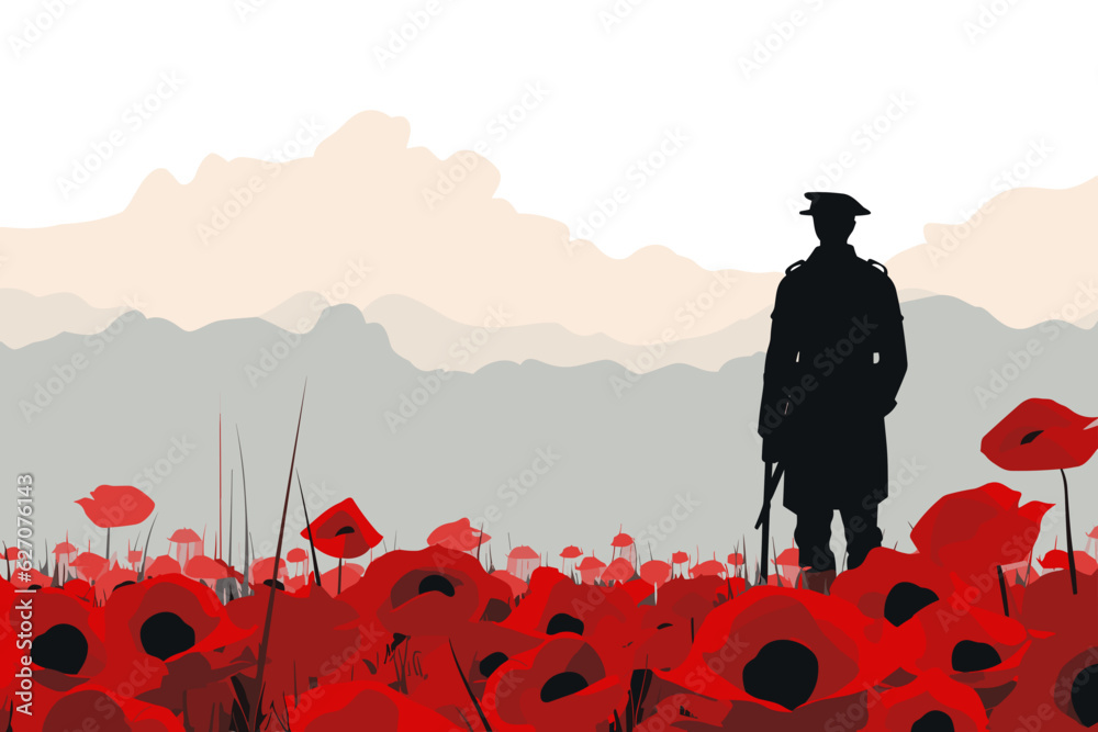 Vetor de Doodle inspired Armistice Day ceremony, cartoon sticker ...