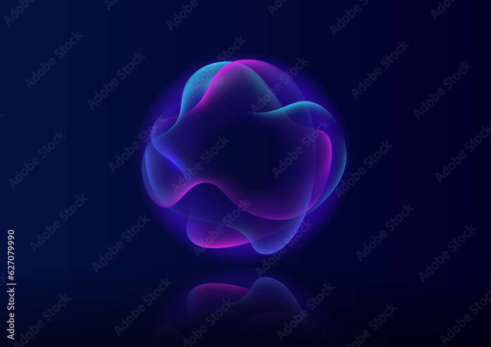 Gradient neon color sphere. Round holographic gradients. Glowing bright ...