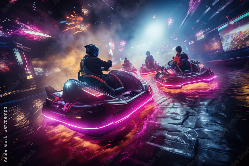 Neon-Lit Futuristic Bumper Cars: The Sleek and Electric Thrills of ...