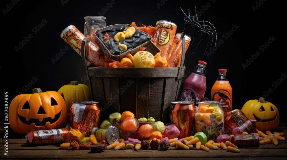 Overflowing with sugary delights. Candy bucket entices trick-or ...