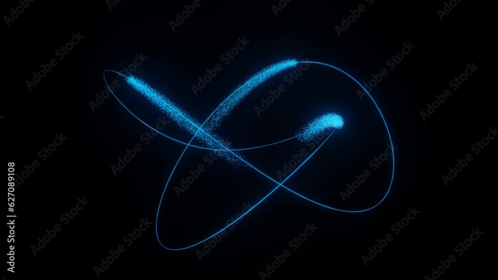 Abstract loop animation of the movement of luminous objects that emit ...