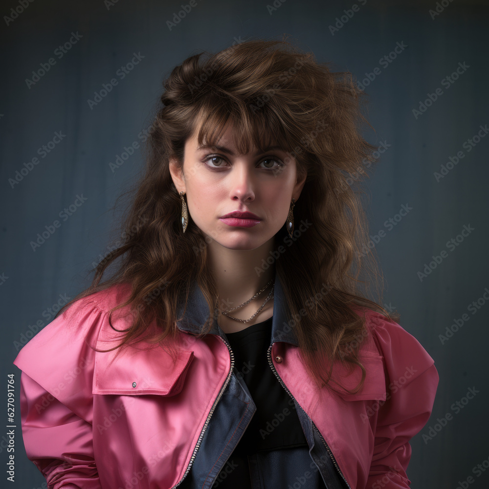 ภาพประกอบสต็อก 80s Glamour Revival. Studio Portrait of a Female with a ...