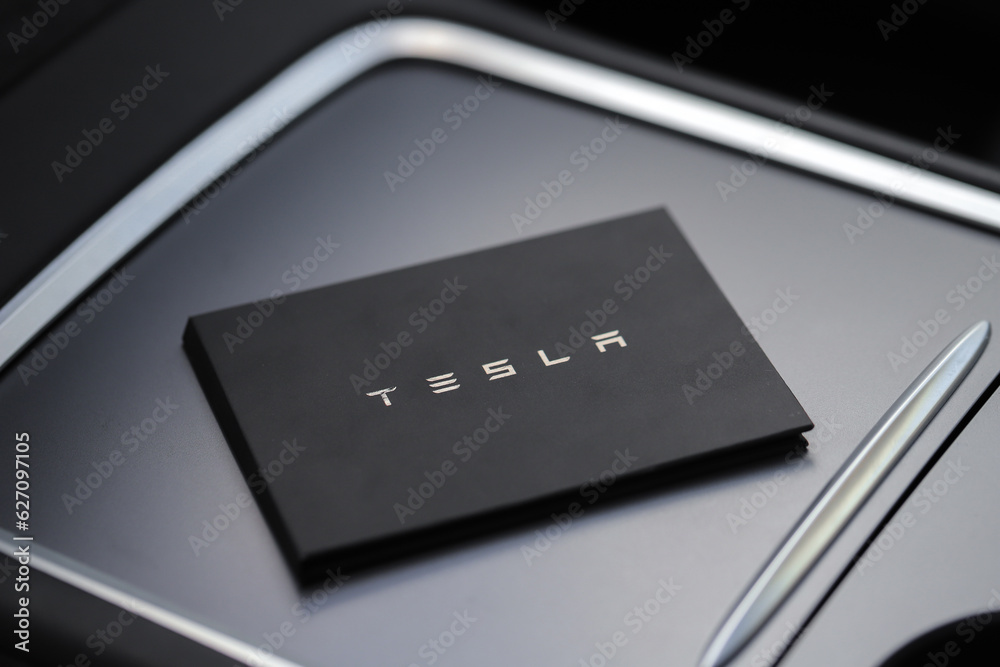 Tesla Model Y vehicle electric key card Stock Photo | Adobe Stock