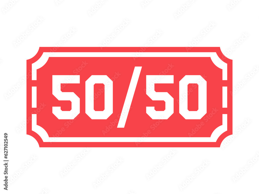 50-50 raffle ticket icon. Clipart image isolated on white background ...
