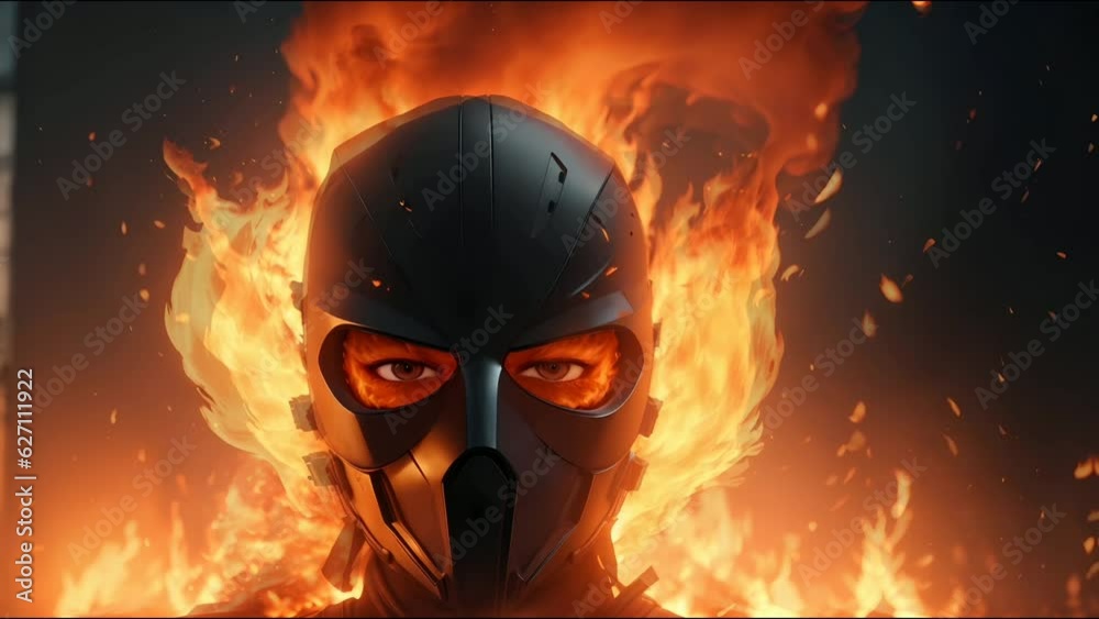 ninja mask on fire, Seamless Animation Video Background in 4K ...