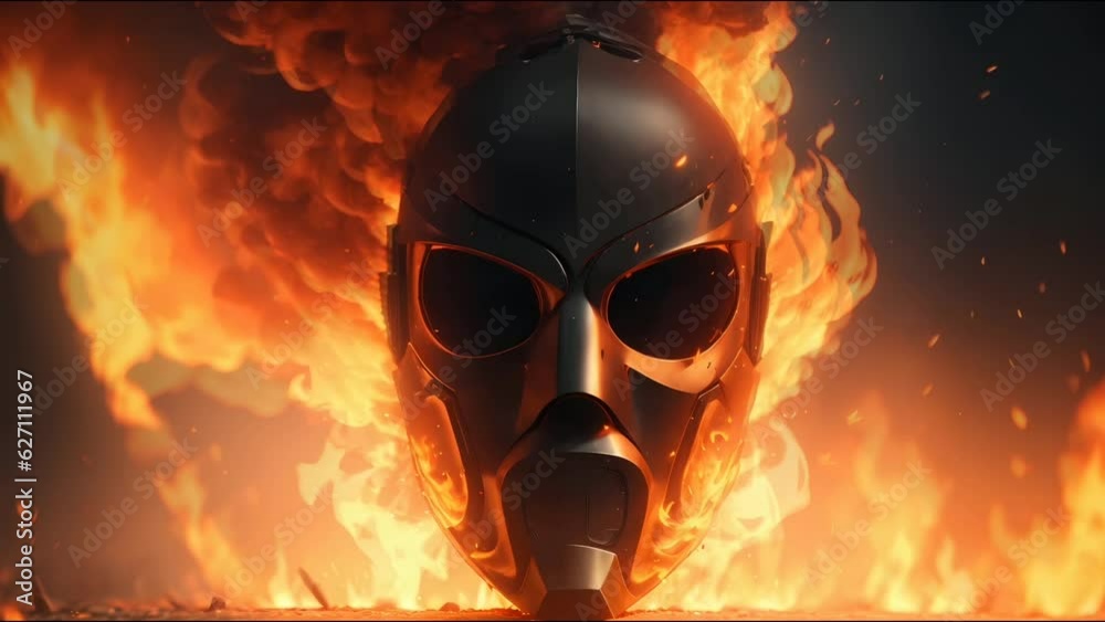 ninja mask on fire video animation, seamless looping video animated ...