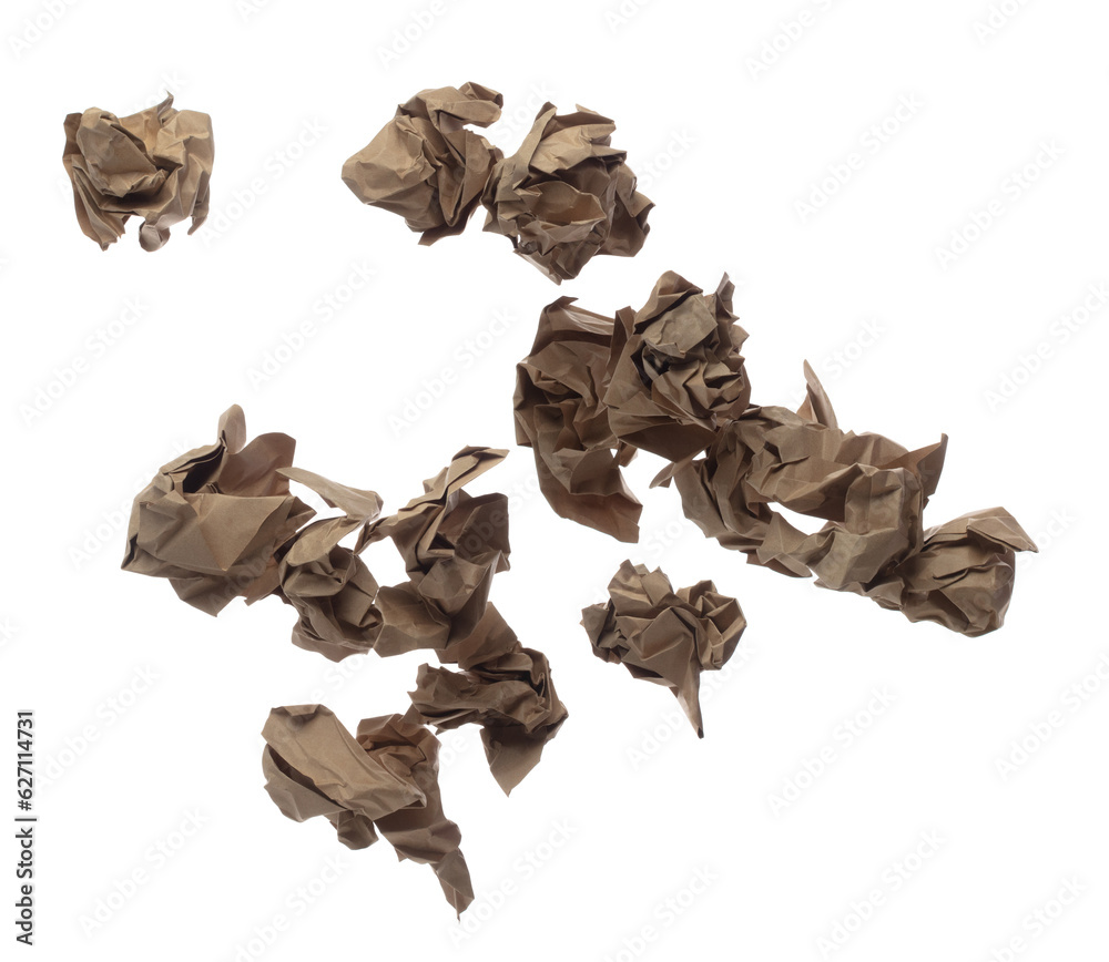 Brown Crumpled paper ball is symbol of frustration discarded ideas ...