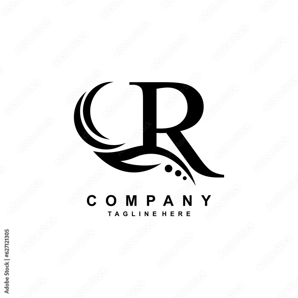 luxury black R logo design with pretty swoosh feathers. monogram logo ...