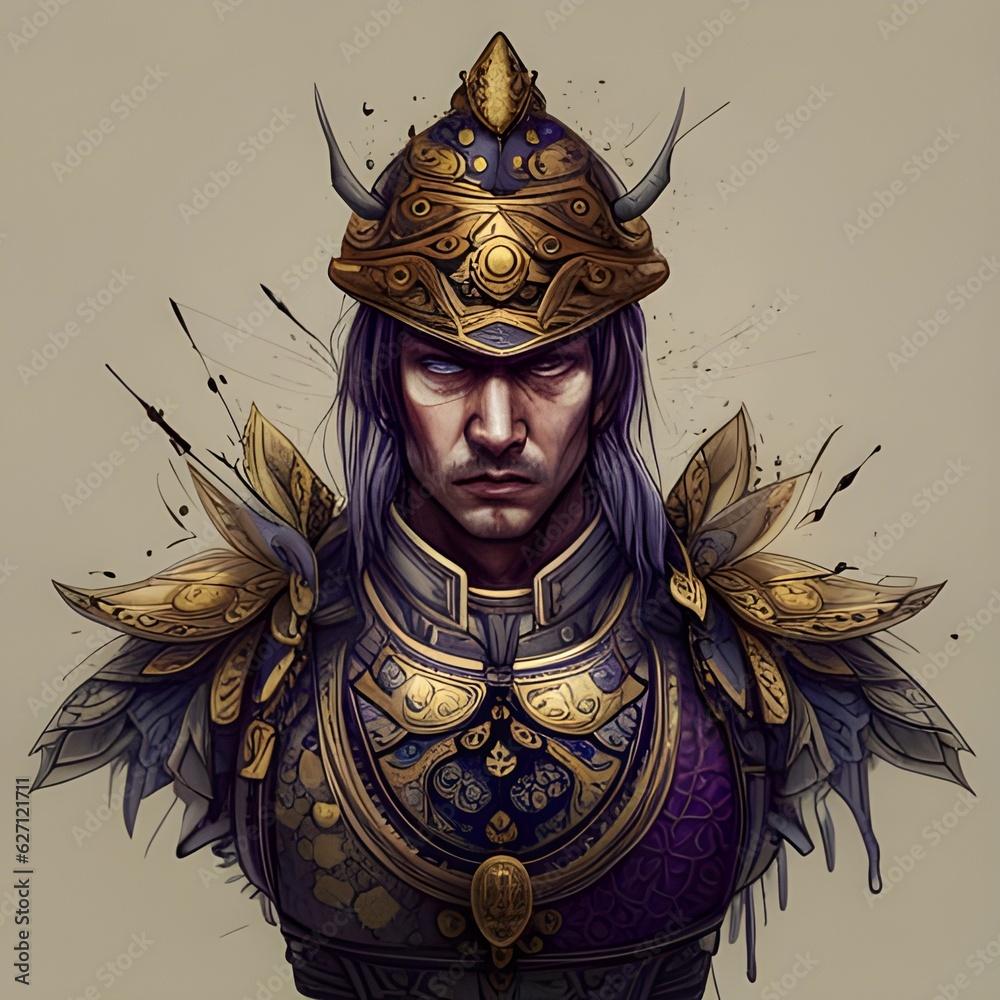 Ronin Samurai in Full Body Armor Purple ~ Created with Generative AI ...