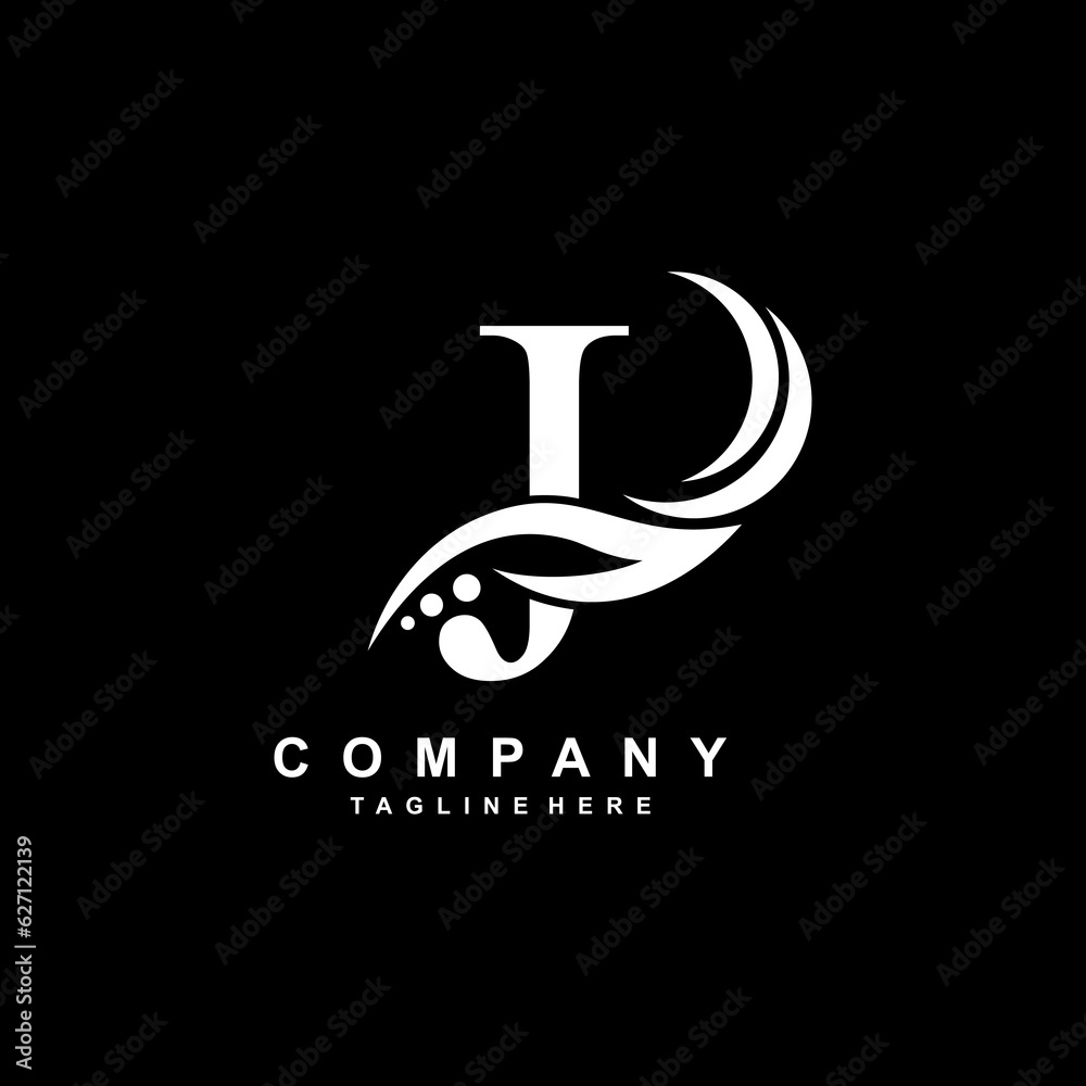 luxury white J logo design with pretty swoosh feathers. monogram logo ...
