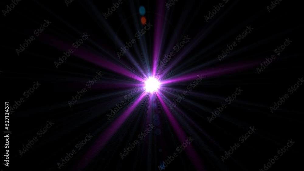 Spotlights and rays lens flares. 4K Center leak light explosion optical ...