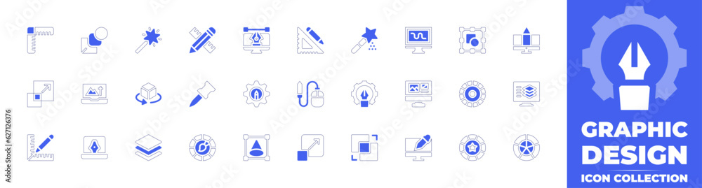 Graphic design icon collection. Duotone style line stroke and bold ...