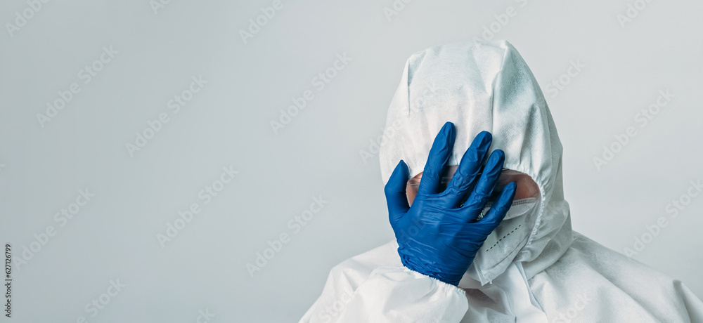 Medical fail. Frustrated scientist. Hospital stress. Doctor in white ...