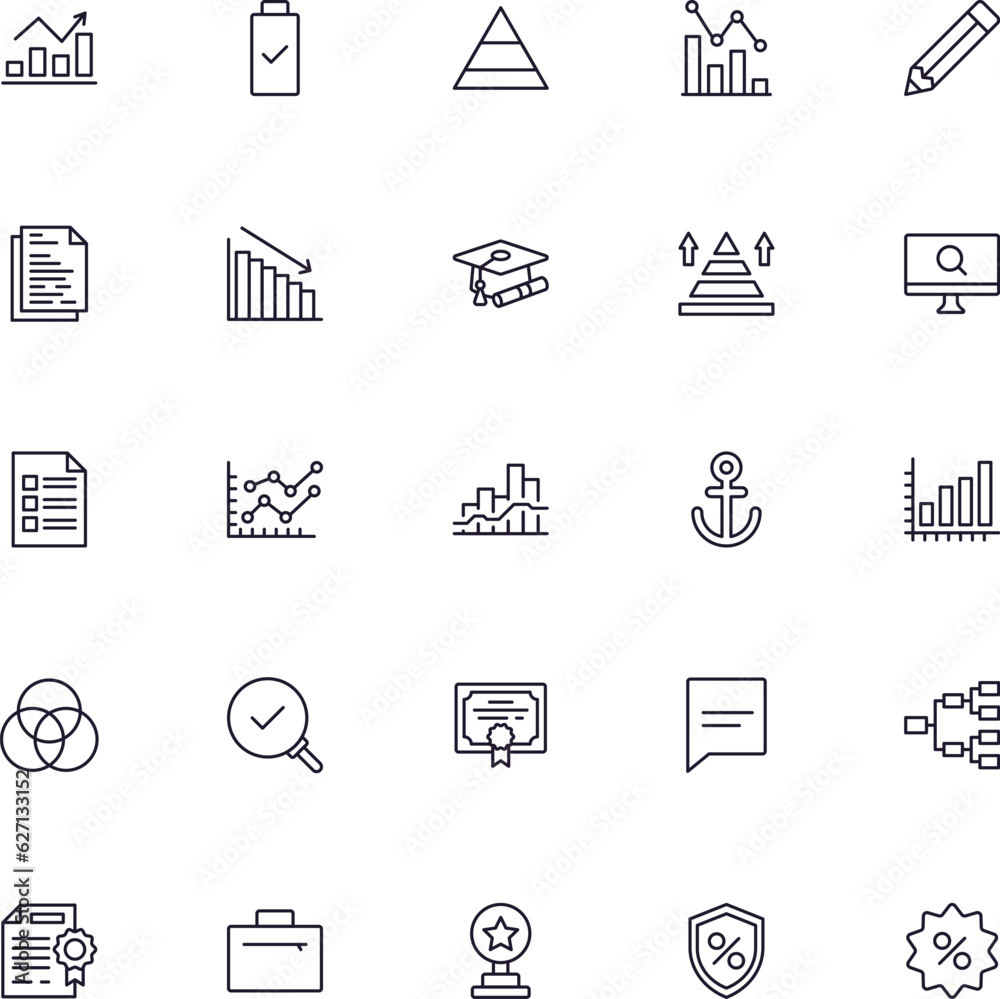 Business line icon set. Collection of commerce uotline sighn for web ...
