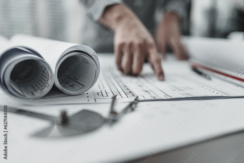 Rolls of paper layout factory, industry on engineering drawings ...
