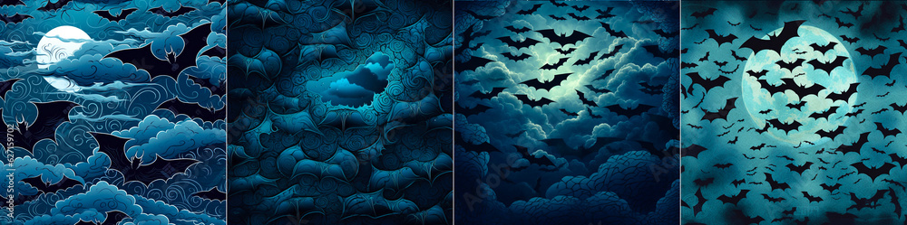 high resolution illustration repetitive seamless style pattern of a bat ...