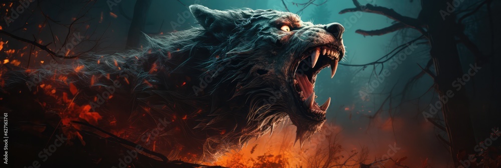 Ilustração do Stock: Frightful Werewolf Howling At The Moon Halloween ...